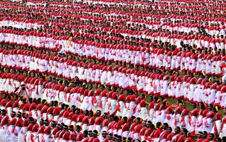 Spectacular Jhumur World Record In Assam With 8,500 Dancers